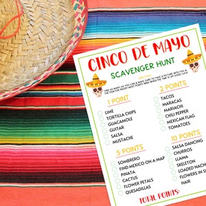 Cinco De Mayo Scavenger Hunt Game | Mexican Party Games | Fun Cinco De ...