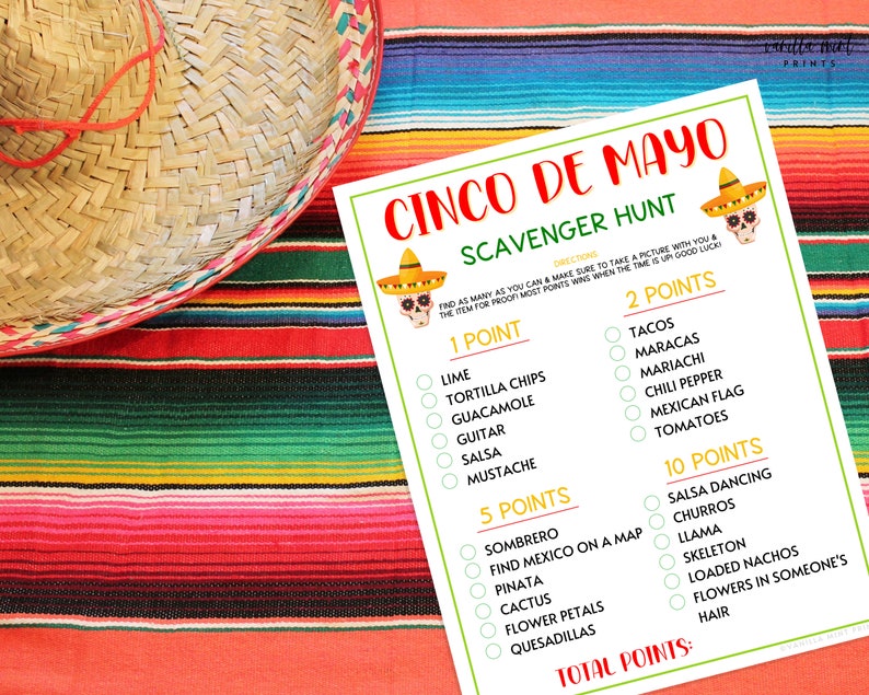 Cinco De Mayo Scavenger Hunt Game Mexican Party Games Fun - Etsy