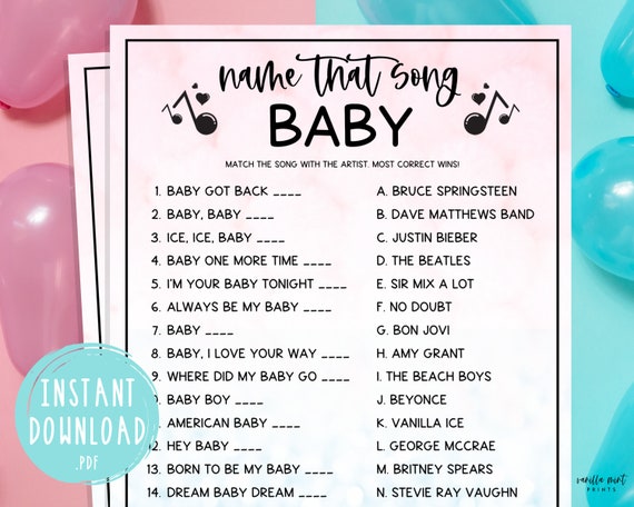 Name That Song Baby Game Gender Reveal Party Games Baby - Etsy UK