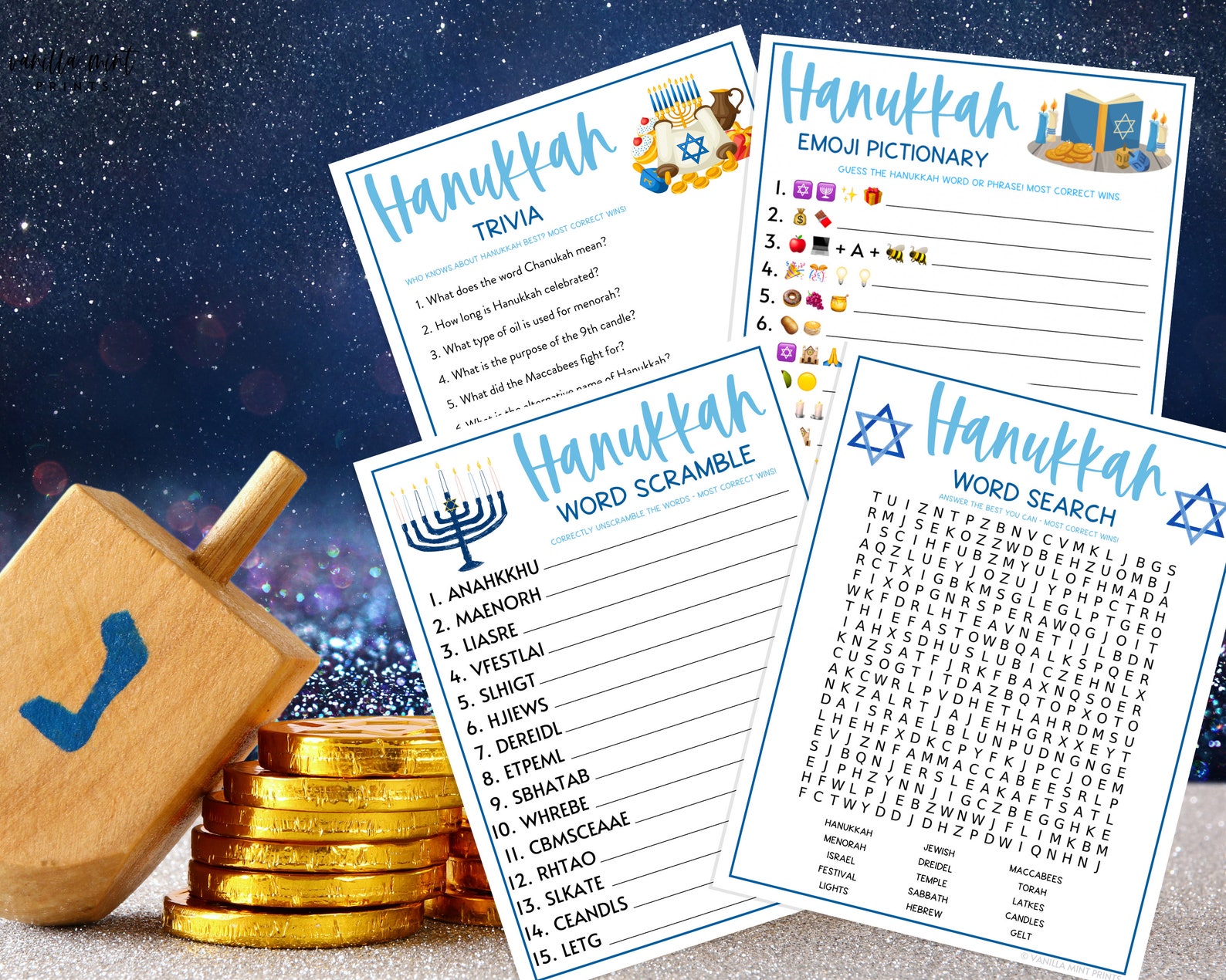 Hanukkah 10 Party Games BUNDLE Ten Chanukah Celebration - Etsy