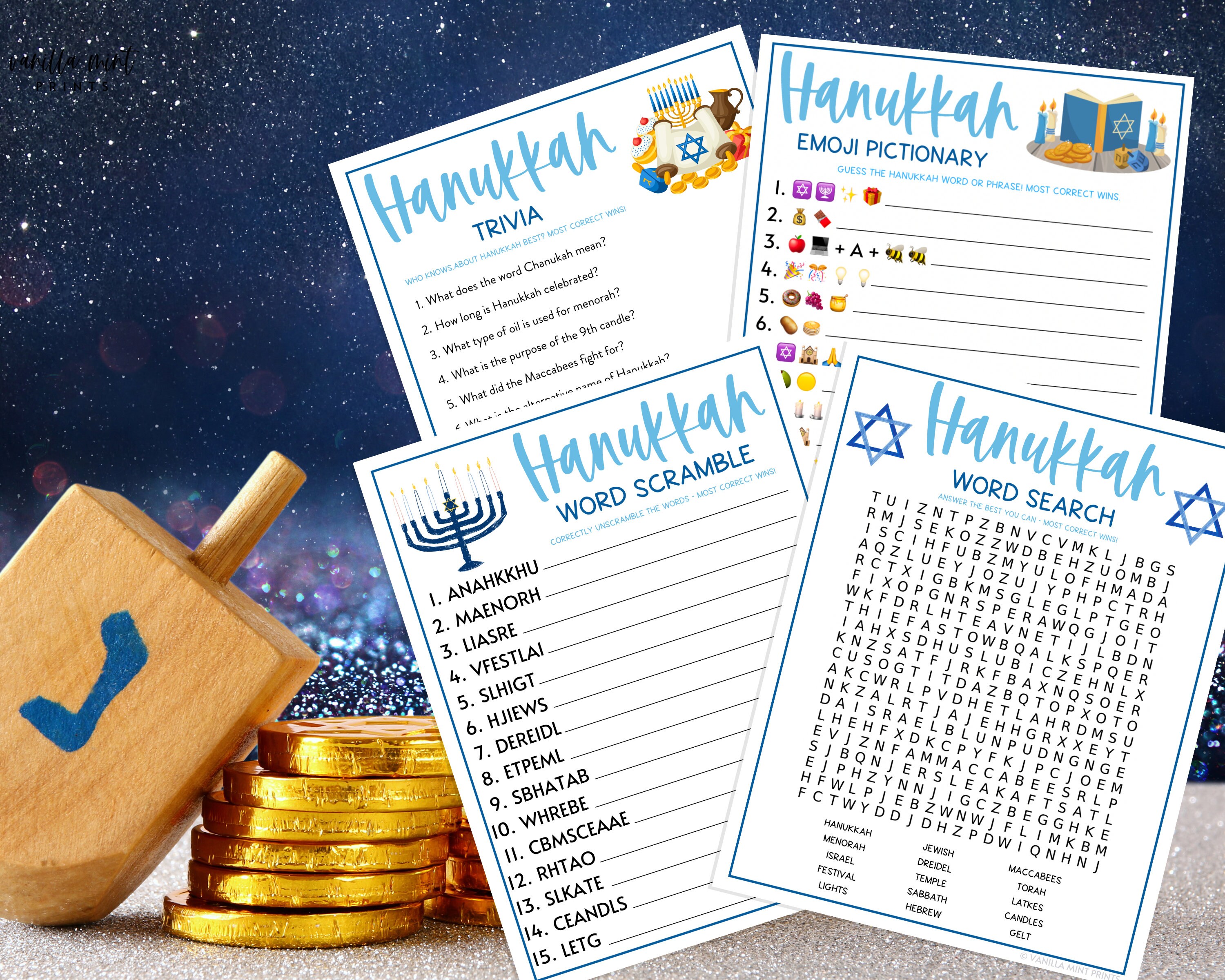 Hanukkah 10 Party Games BUNDLE Ten Chanukah Celebration - Etsy