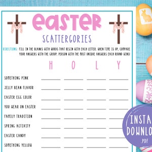 Easter Scattergories Game Printable Easter Games Party | Etsy