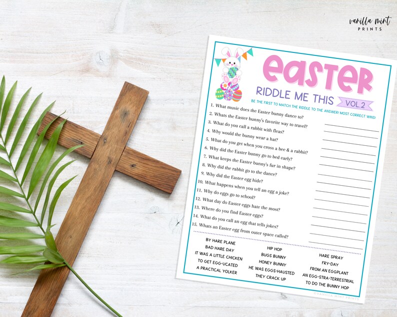 Easter Riddle Me This Game Volume 2 Famous Rabbit Match up | Etsy