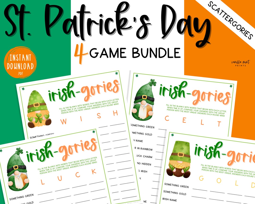 St. Patrick's 4 Game Scattergories BUNDLE | Irish | Fun St. Pattys Day ...