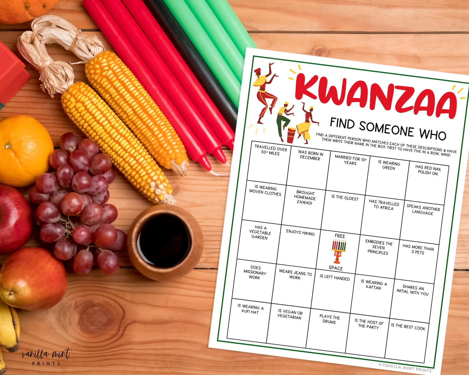Kwanzaa Find Someone Who Printable Kwanzaa Party Games Fun - Etsy