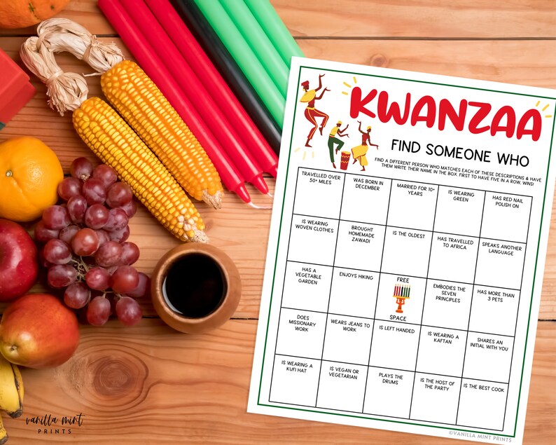 Kwanzaa Find Someone Who Printable Kwanzaa Party Games Fun - Etsy