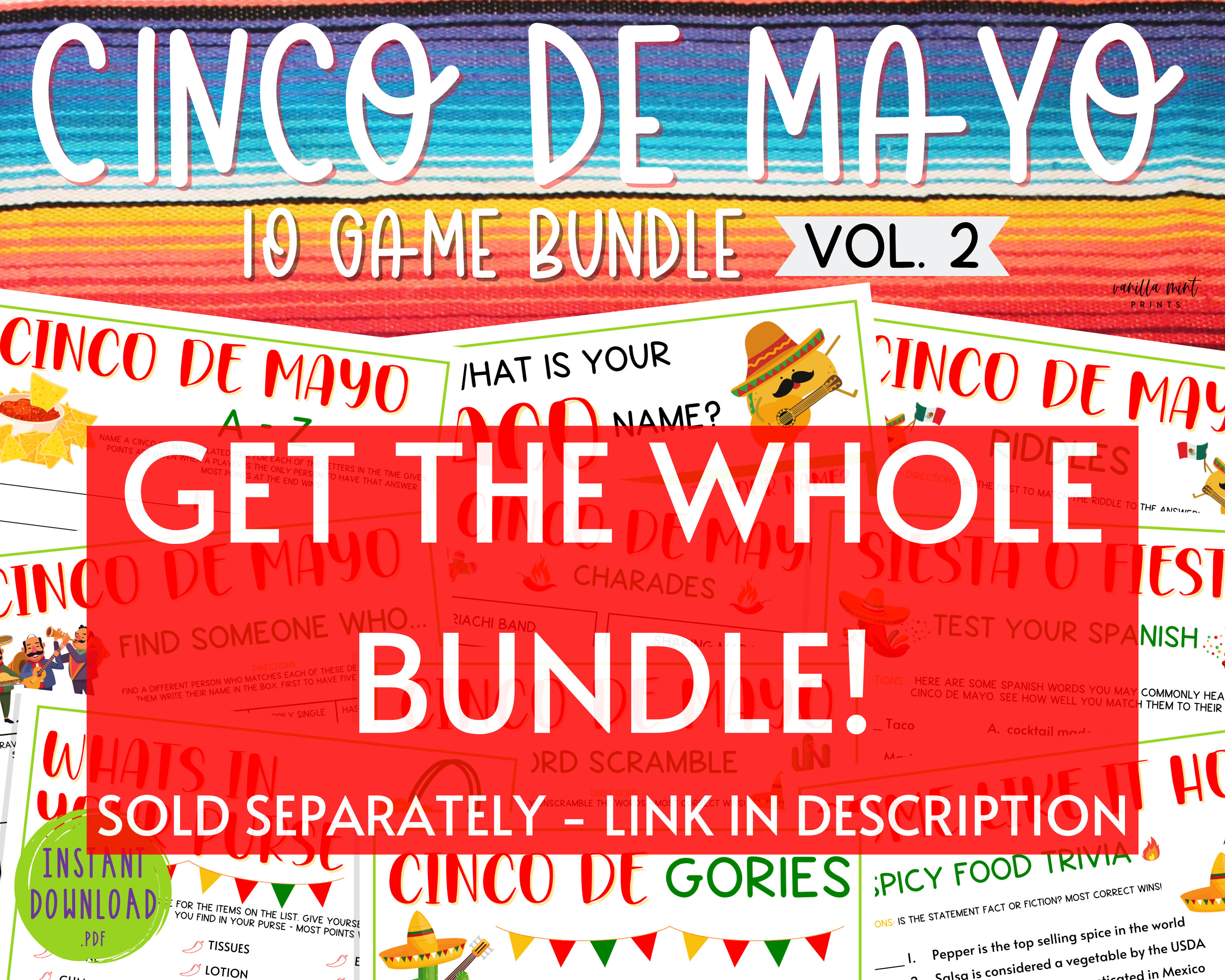 Cinco De Mayo Finish the Phrase Game Word Game Mexican - Etsy