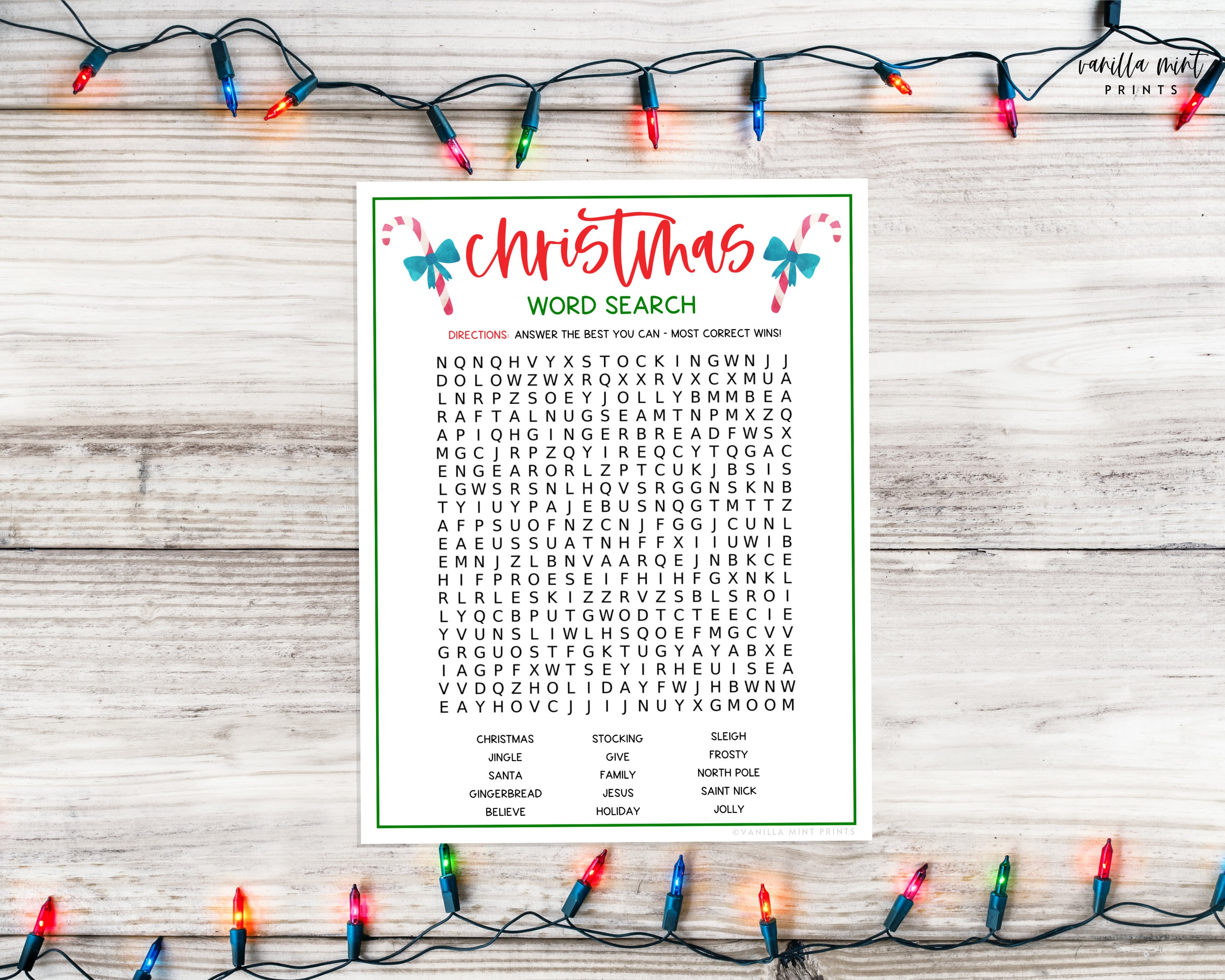 Christmas Word Search Game Christmas Printable Games Fun - Etsy