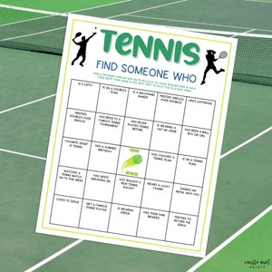 Tennis Find Someone Who Game | Printable Tennis Themed Party Games ...