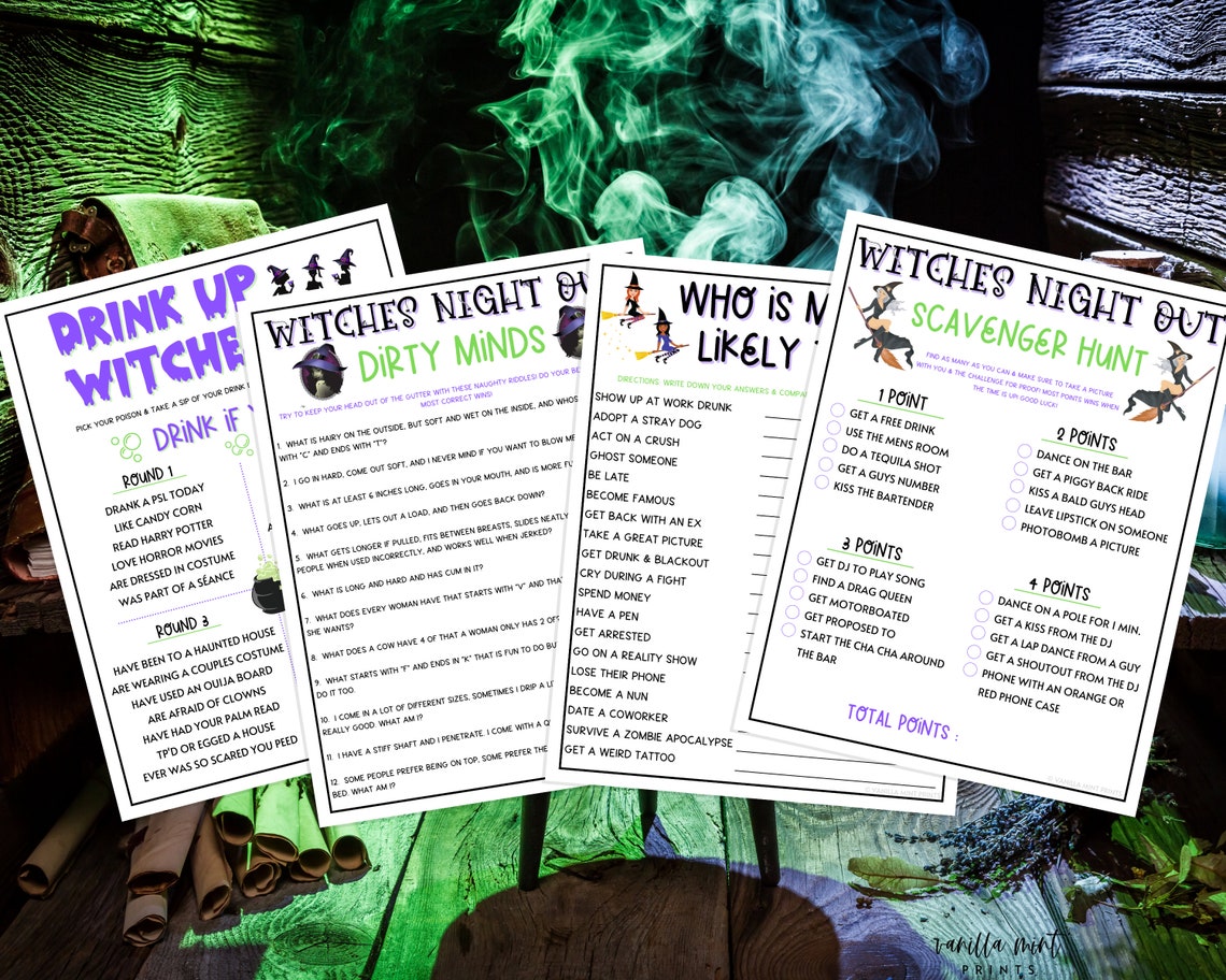 Witches Night Out 10 Game BUNDLE Fun Halloween Party Games - Etsy