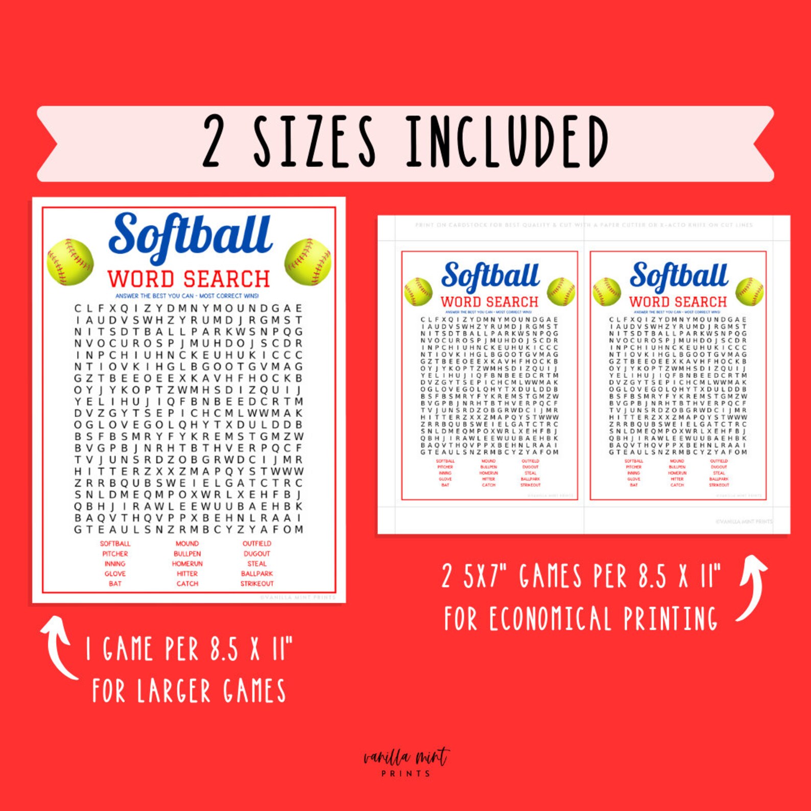 Softball Word Search Game | Printable Softball Team Party Games |travel ...