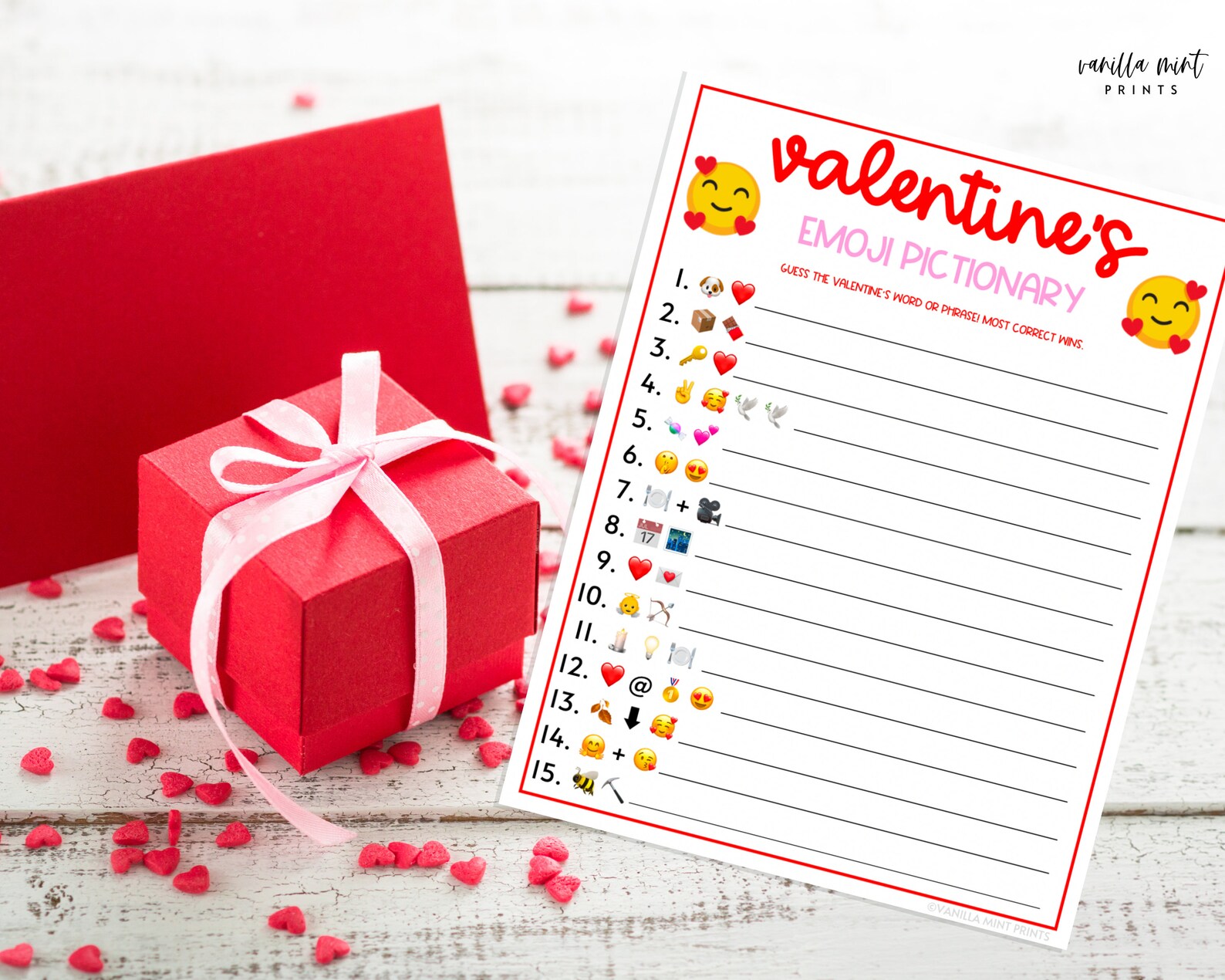 Valentine's Day Emoji Pictionary Game Fun | Etsy