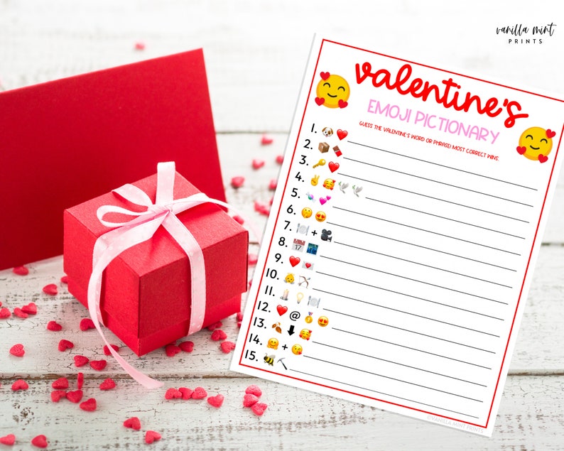 Valentine's Day Emoji Pictionary Game Fun - Etsy