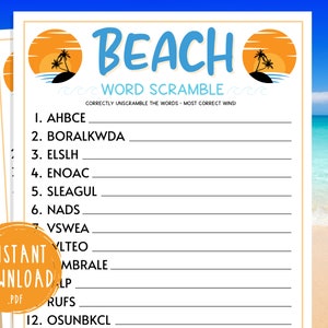 Beach Word Scramble Game | Printable Summertime Games | Fun Beach ...