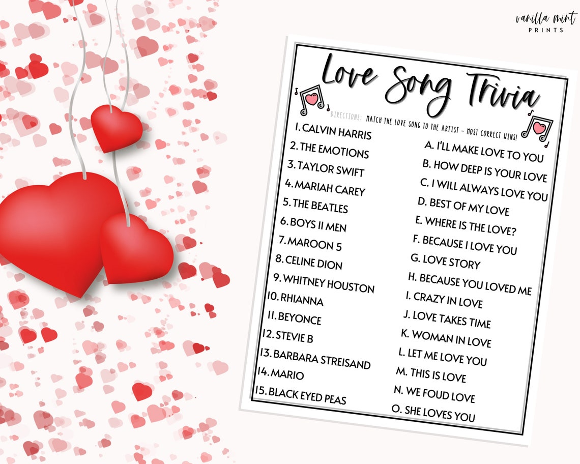 Anniversary Games Love Song Trivia Game Fun Anniversary | Etsy