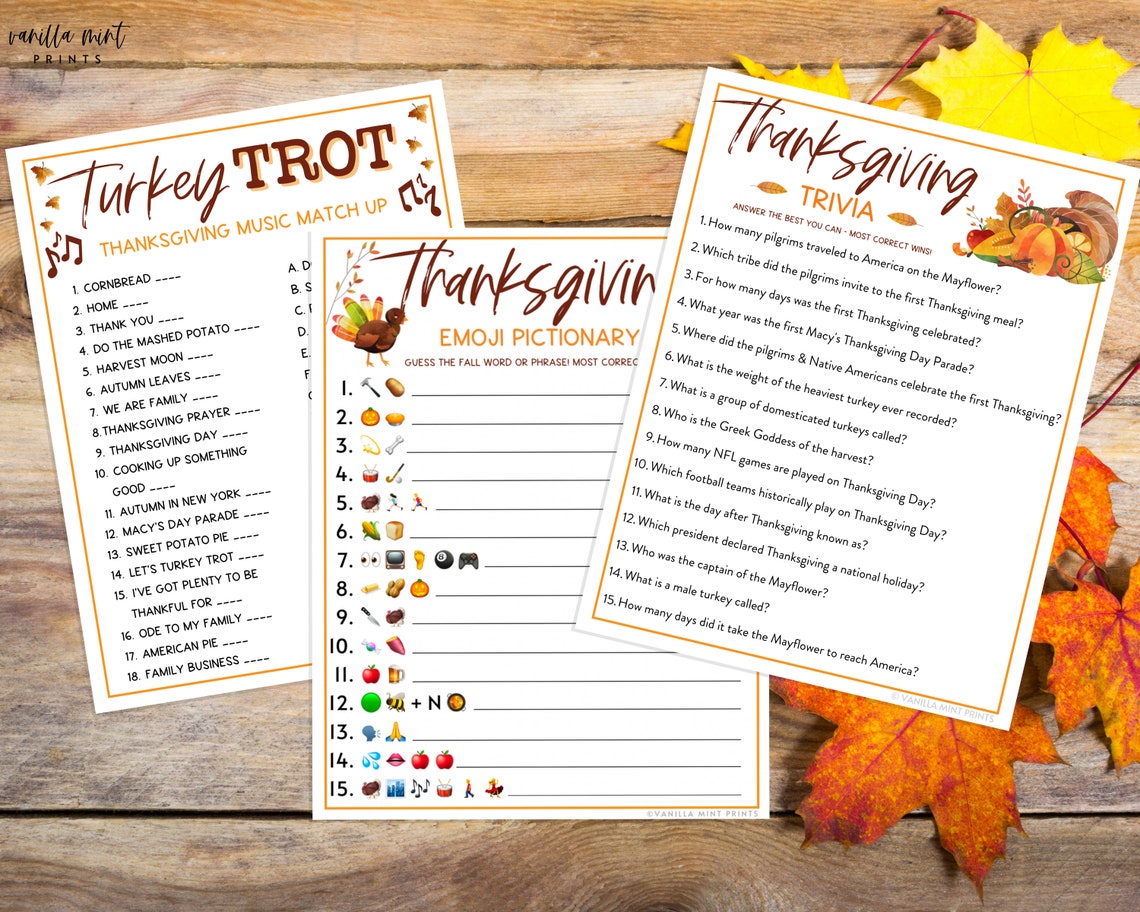 Thanksgiving Trivia Game BUNDLE 5 Thanksgiving Printable - Etsy