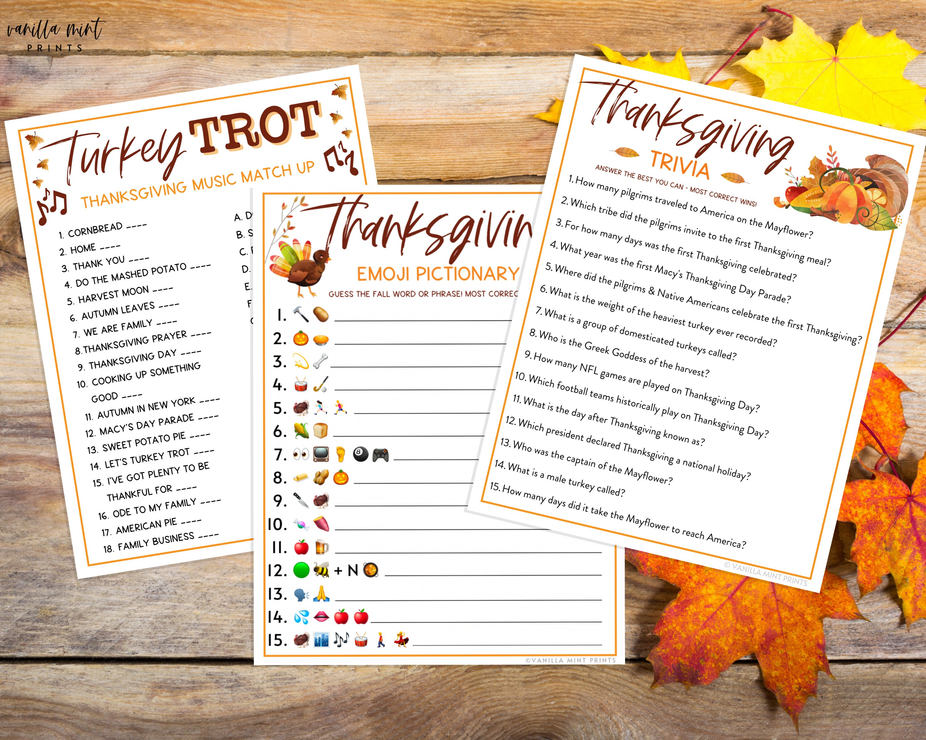 Thanksgiving Trivia Game BUNDLE 5 Thanksgiving Printable - Etsy