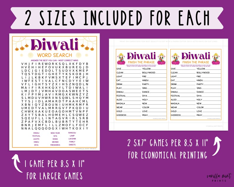 Diwali 10 Game BUNDLE | Printable Festival of Lights Party Games ...
