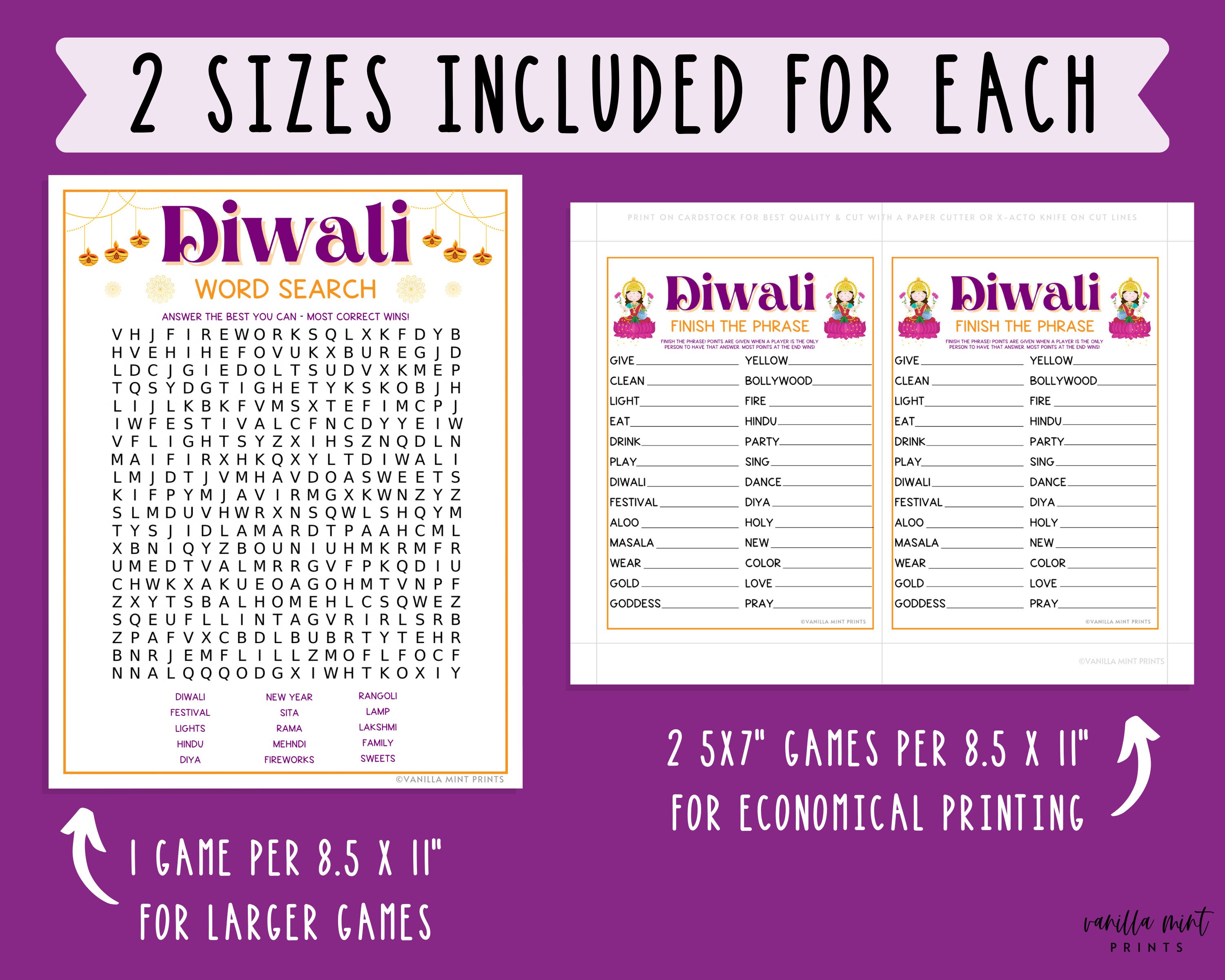 Diwali 10 Game BUNDLE Printable Festival of Lights Party - Etsy