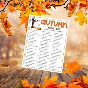 Fall Bucket List Game | Printable Autumn Party Game | Fall Time ...
