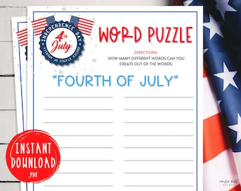 4th of July Games Printable Independence Day Patriotic - Etsy