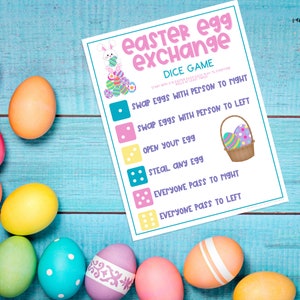 Easter Egg Exchange Dice Game | Printable Easter Games | Party Games ...