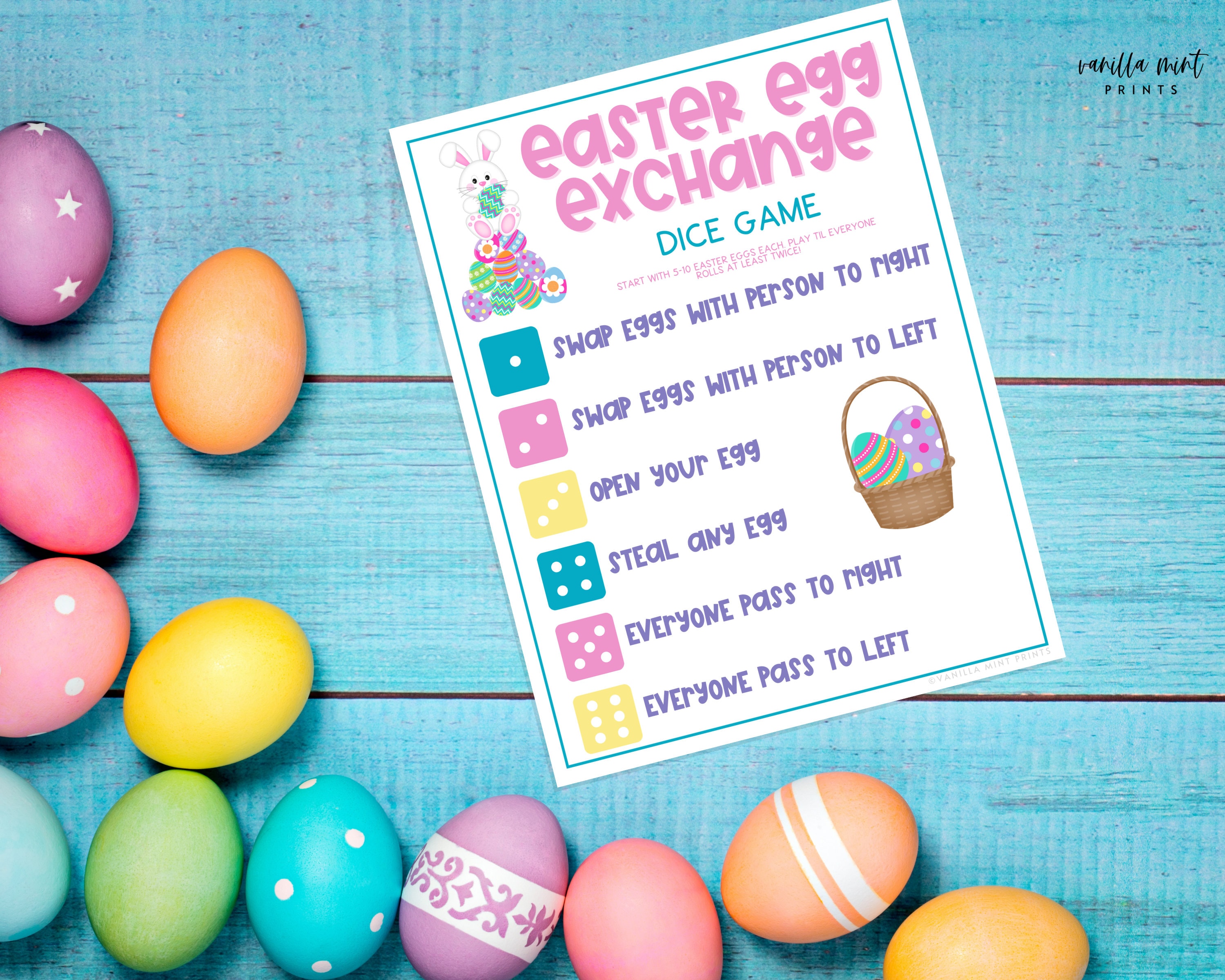 Easter Egg Exchange Dice Game Printable Easter Games Party | Etsy