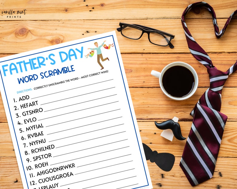 Father's Day Word Scramble Game Father's Day Games - Etsy