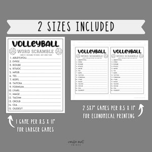 Volleyball Word Scramble Game | Printable Volleyball Team Party Games ...