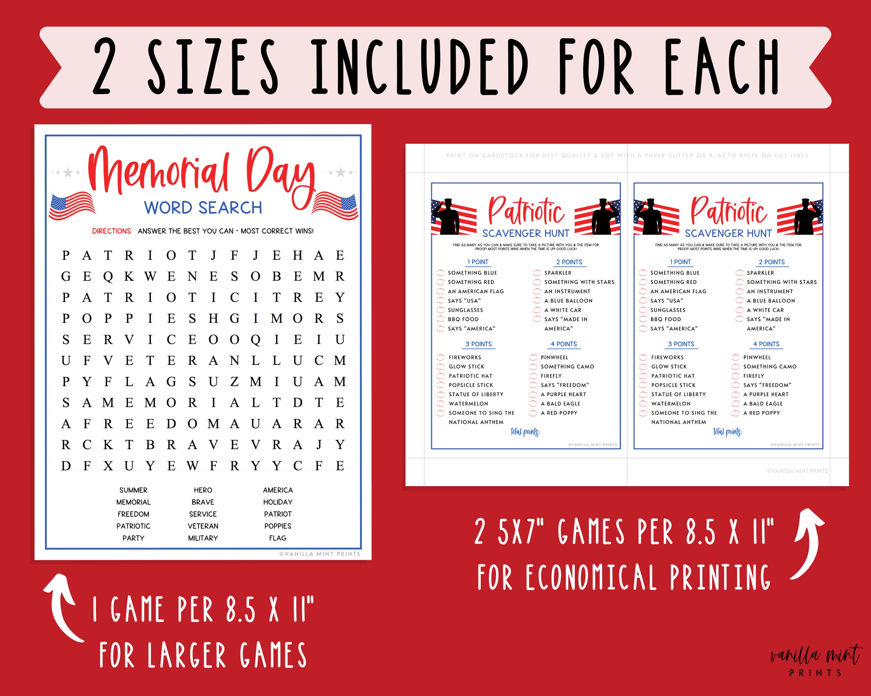 Memorial Day 10 Game BUNDLE Printable Memorial Day Party - Etsy