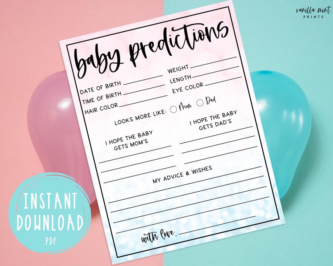 Baby Predictions & Advice Game Gender Reveal Party Games - Etsy UK