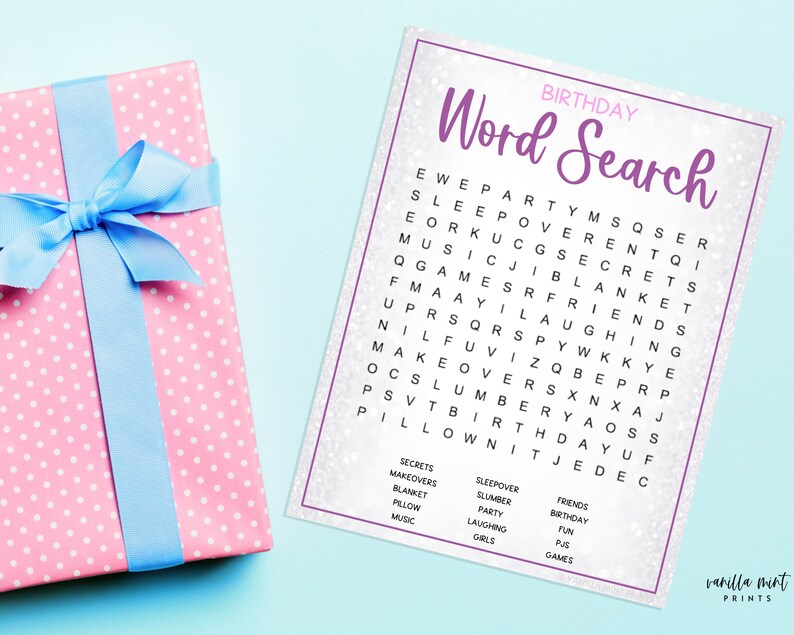 Teen Slumber Party Games Word Search Girls Sleepover | Etsy