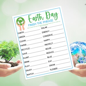 Earth Day Finish the Phrase Game | Fun Printable Spring Games ...