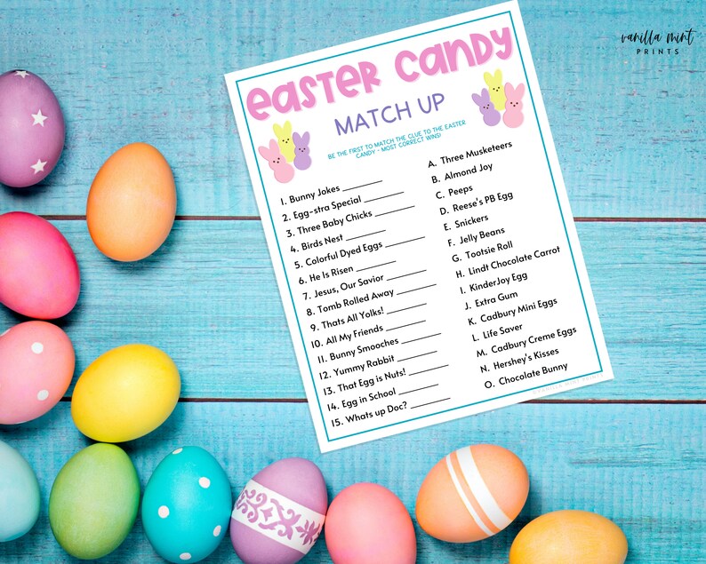 Easter Candy Match up Game Easter Classroom Activities - Etsy