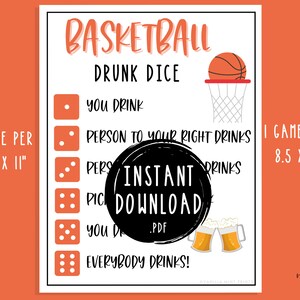 Basketball Drunk Dice Drinking Game March Madness Party - Etsy