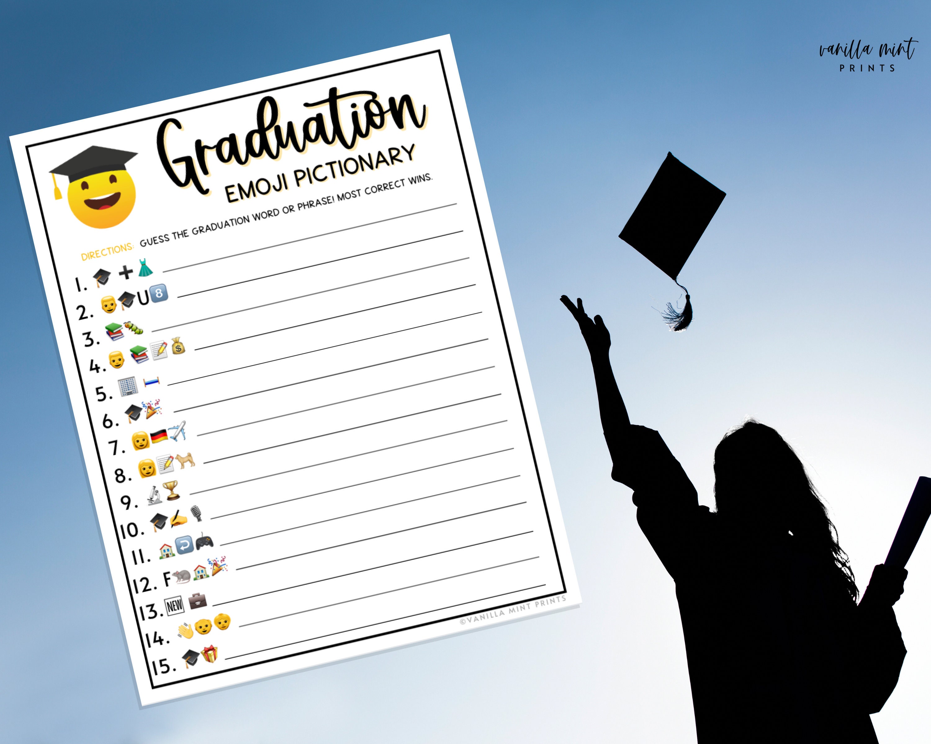 Graduation Games Emoji Pictionary Fun Graduation Party - Etsy Canada