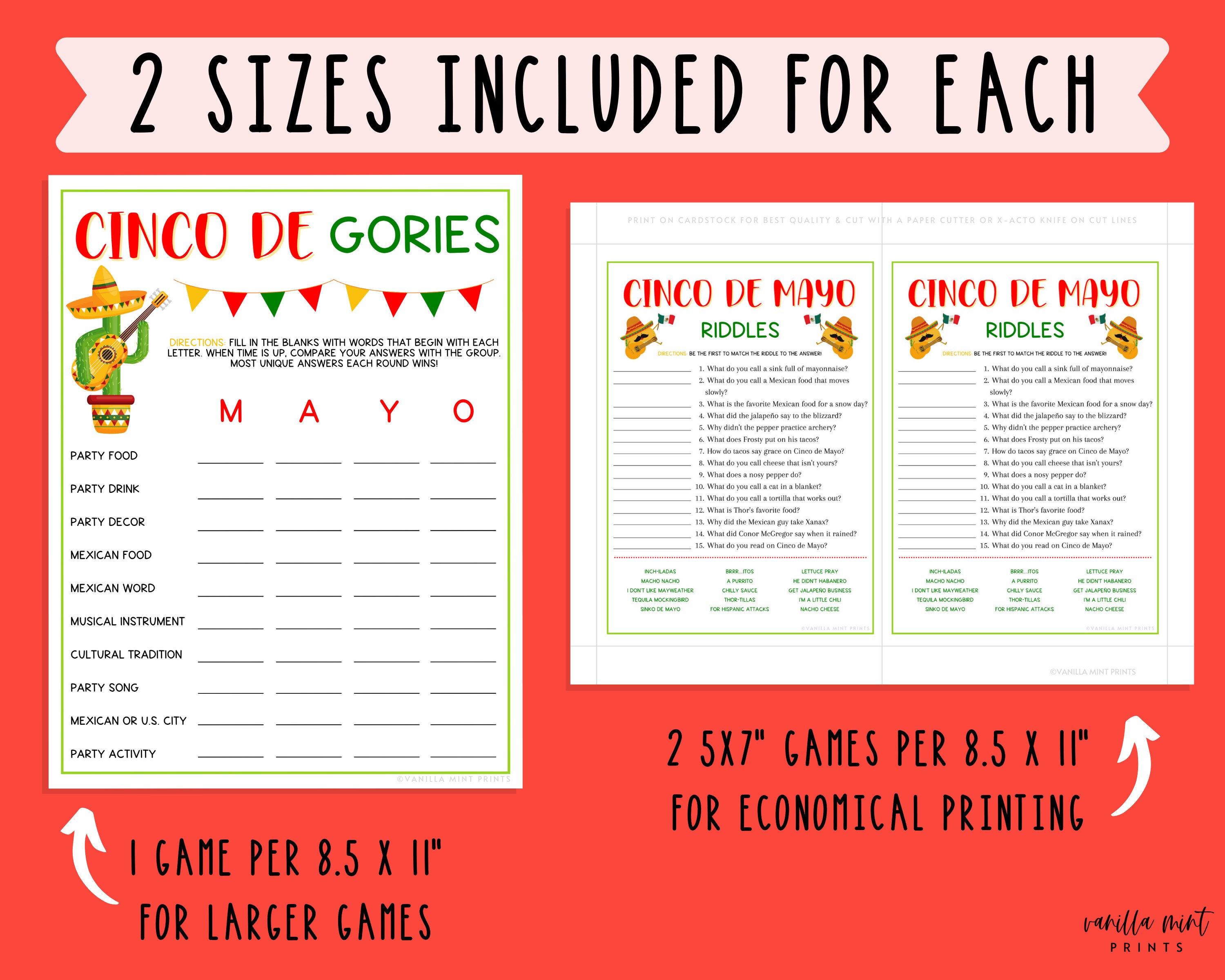 Cinco De Mayo Party Game BUNDLE Volume 2 10 Mexican Party - Etsy