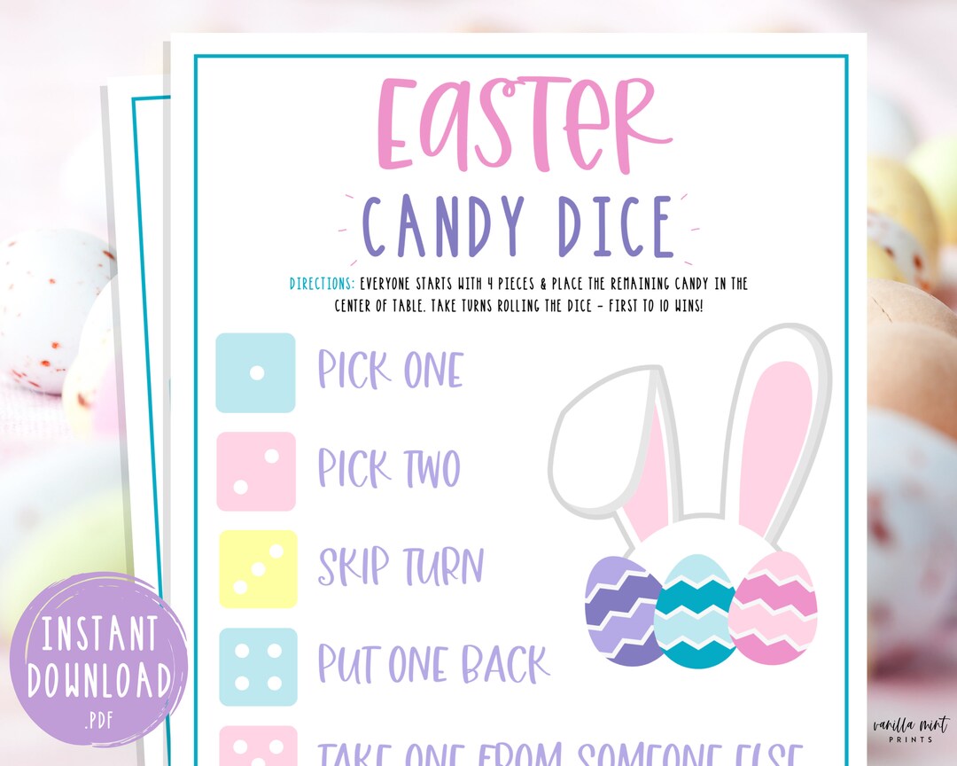 Easter Candy Dice Game Easter Party Games for Kids Kids Games Fun ...