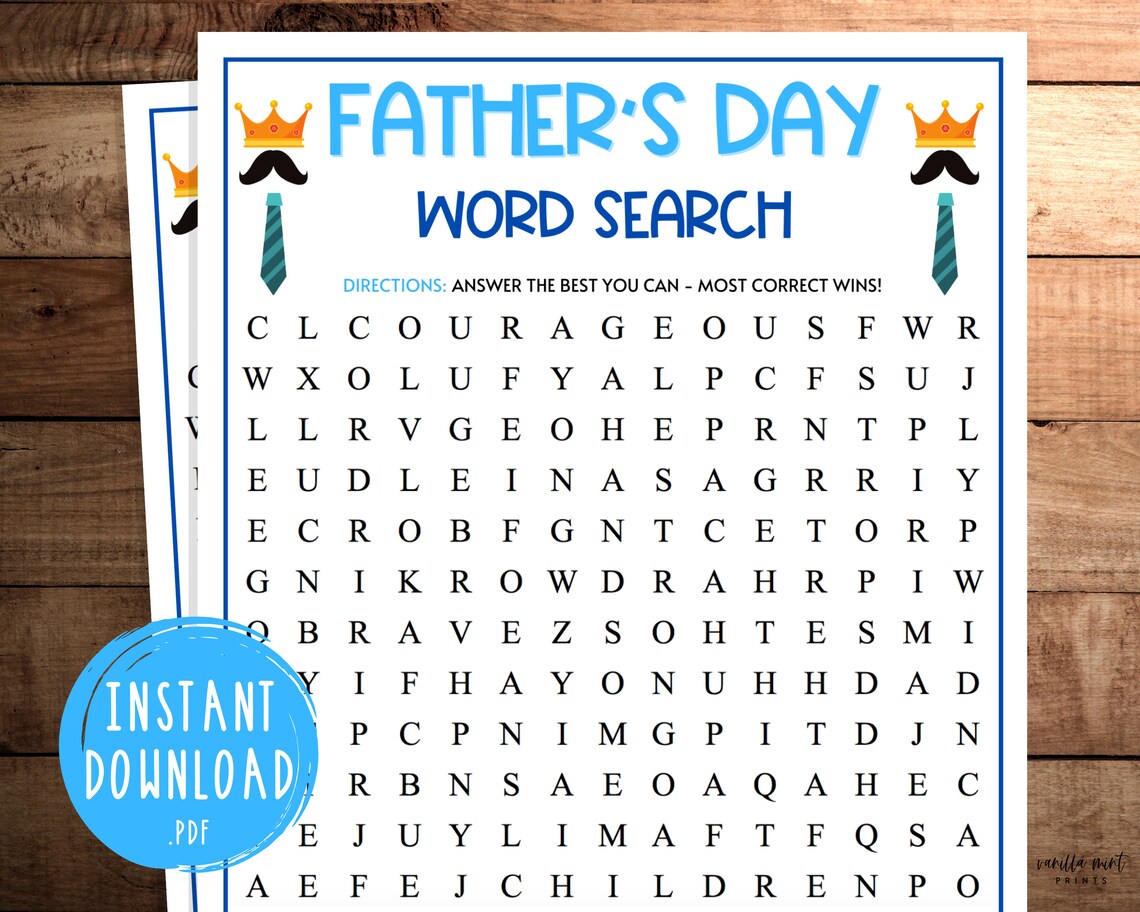 Happy Father's Day Word Search Game Father's Day - Etsy