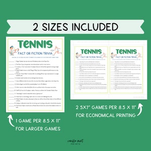 Tennis Trivia Game | Printable Tennis Themed Party Game | Games for ...