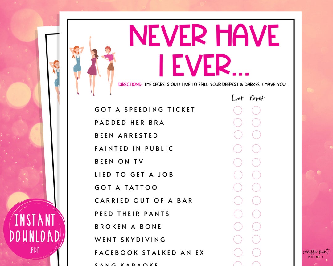 Never Have I Ever Game | Ladies Night Party Games | Fun Girls Night Out ...
