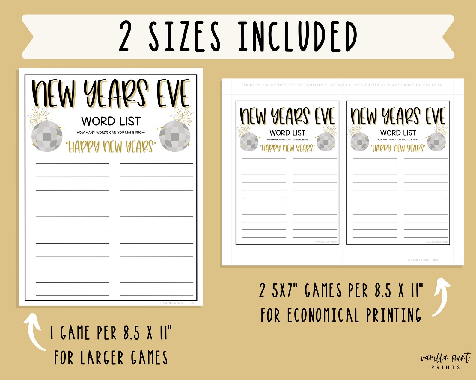 New Years Eve Word List Game New Years Games New Years Eve - Etsy