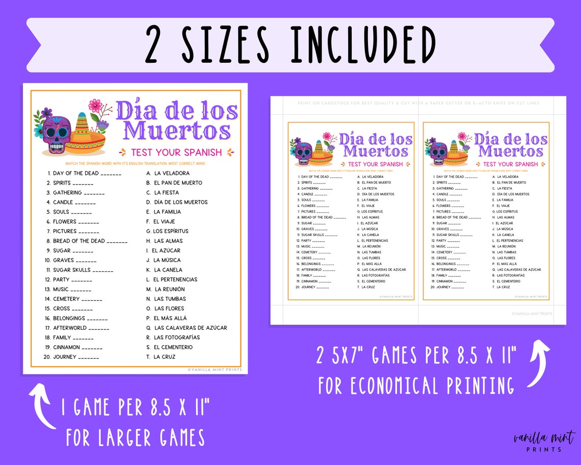 Día De Los Muertos Test Your Spanish Printable Day of the - Etsy