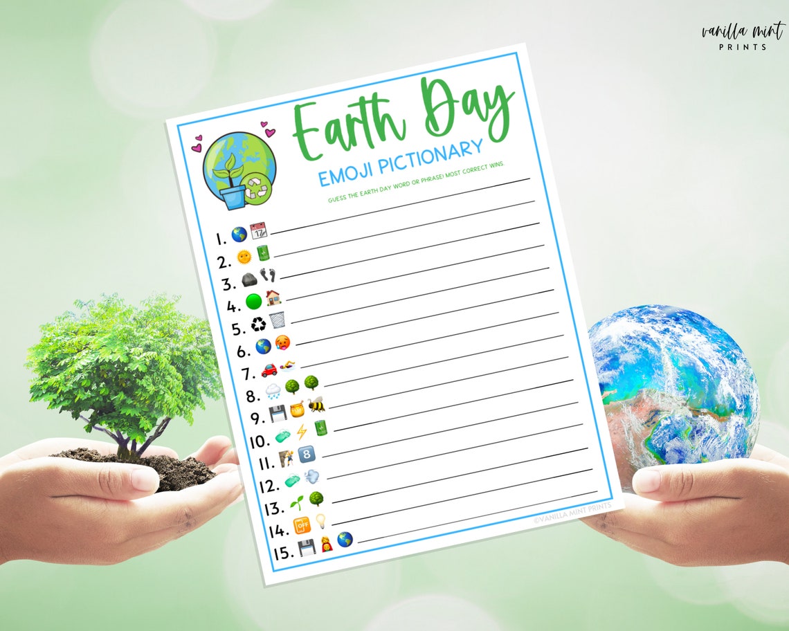 Earth Day Emoji Pictionary Game Fun Printable Spring Games - Etsy Singapore