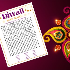 Diwali Word Search | Printable Festival of Lights Party Games ...