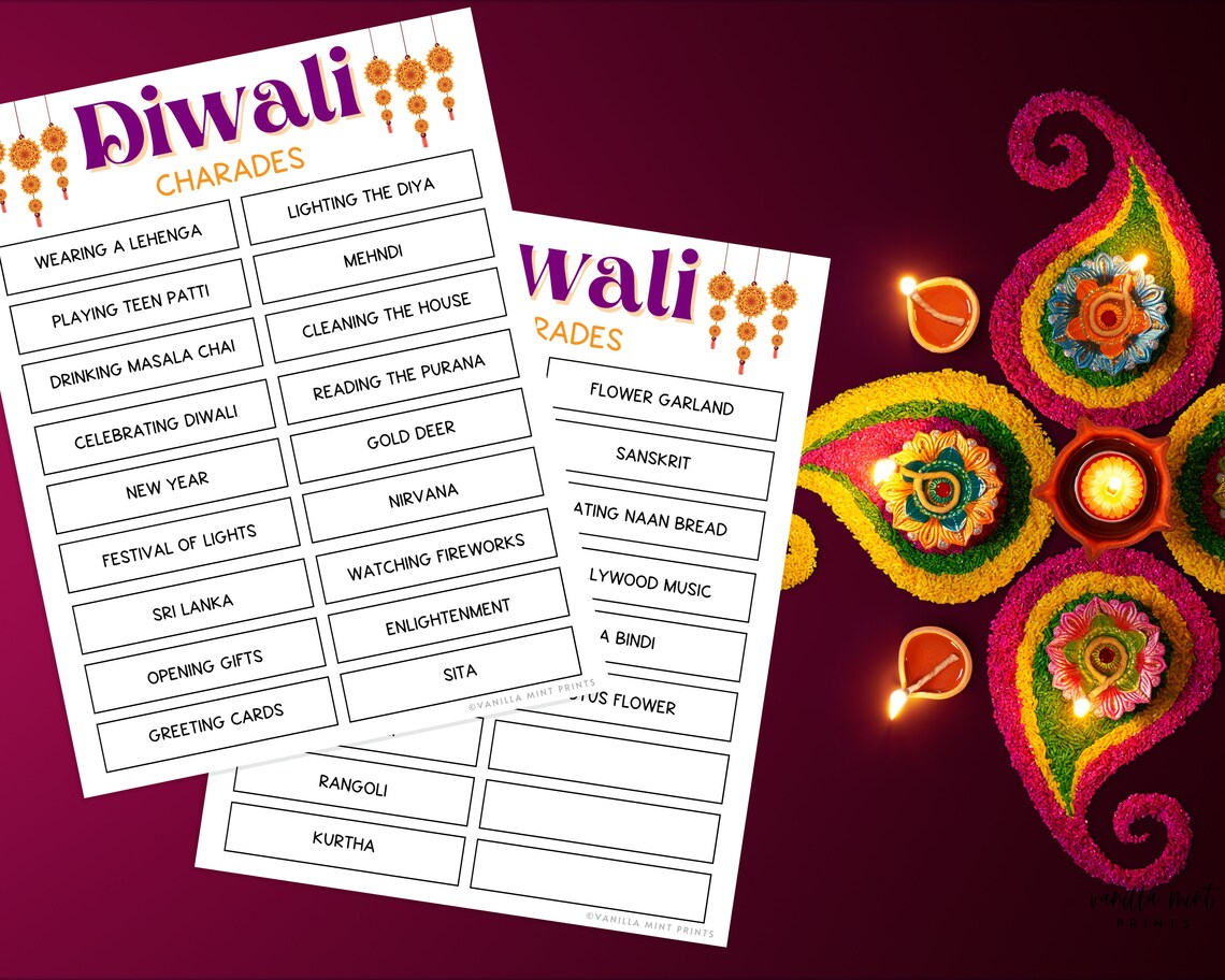 Diwali Charades Game Printable Festival of Lights Party - Etsy