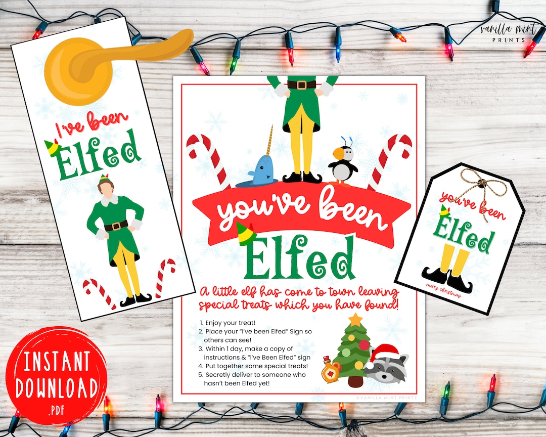 You've Been Elfed Printable Christmas Game Kit | Elf Secret Santa ...