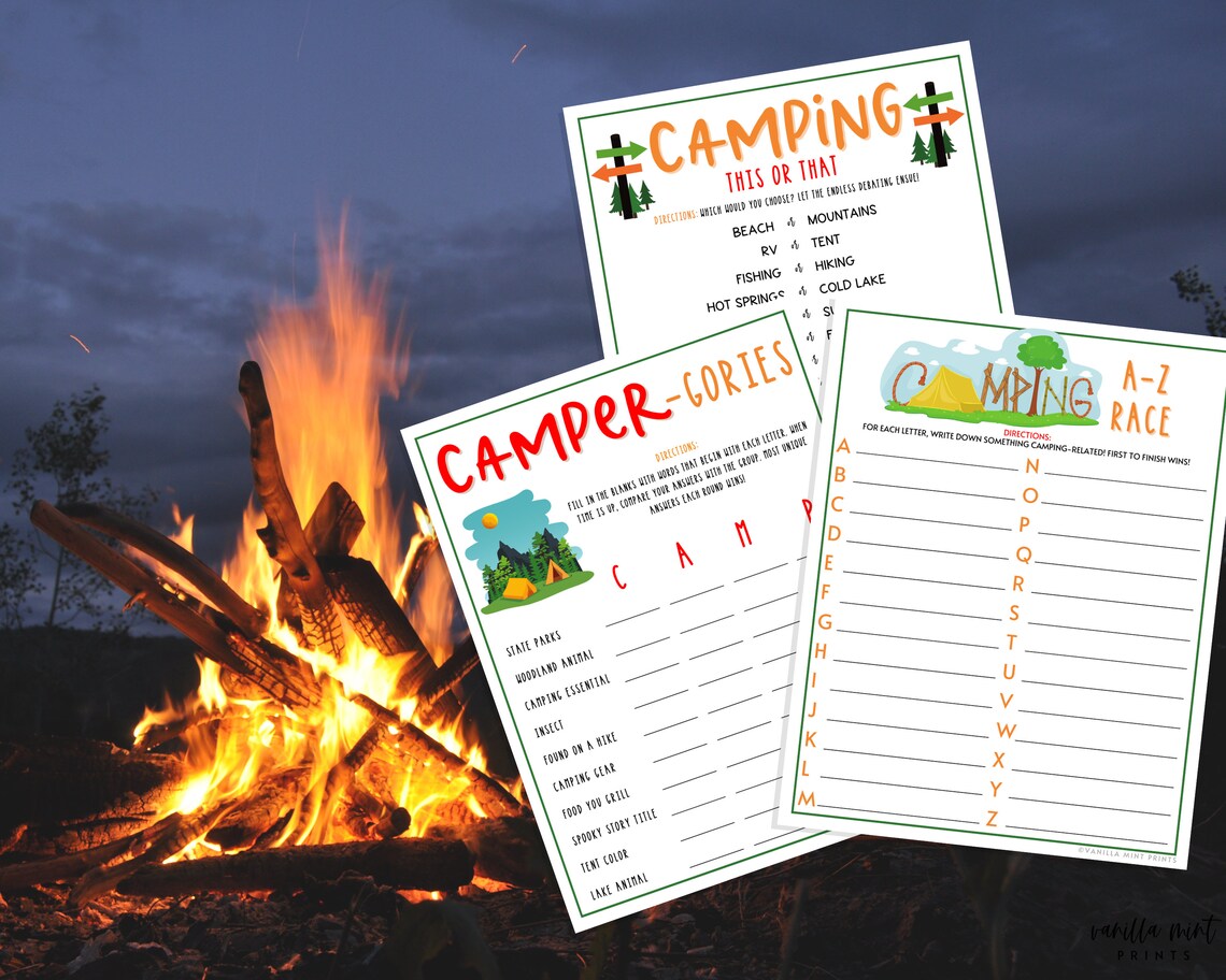 Camping 10 Games BUNDLE Printable Campground Party Games | Etsy