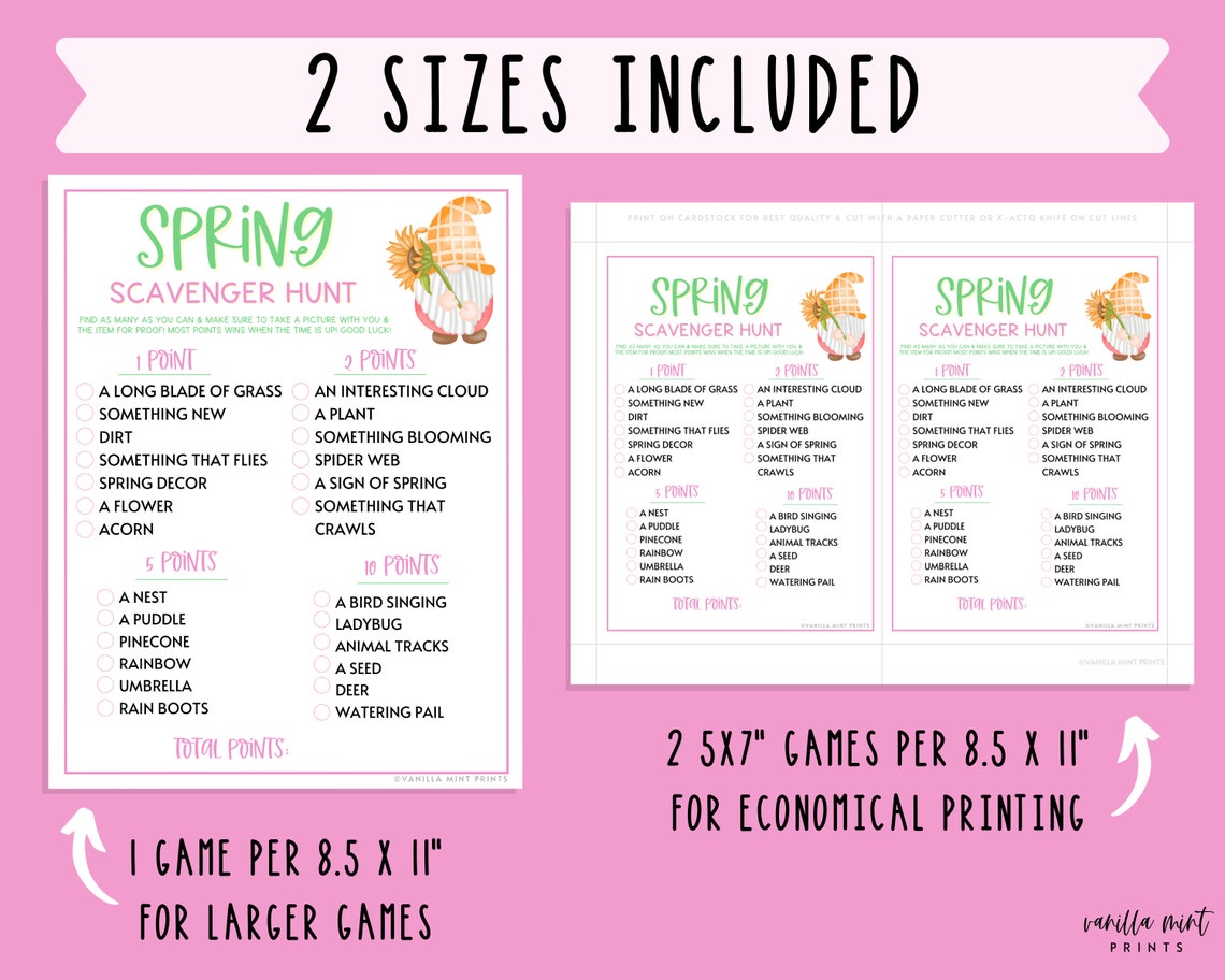 Spring Scavenger Hunt Printable Springtime Games Party - Etsy