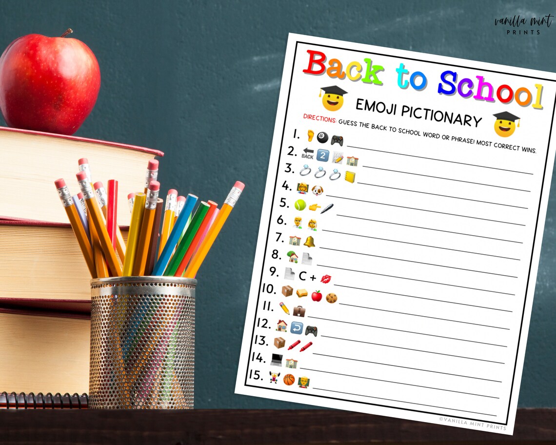 Back to School Game Emoji Pictionary First Day of School | Etsy